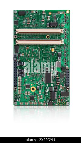 Close-up of an embedded CPU module, processor and DRAM module with ...