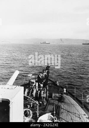The Free French Navy ship Aconit sinks a German U-boat, with survivors ...