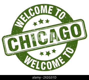Welcome to Chicago stamp. Chicago round sign isolated on white ...