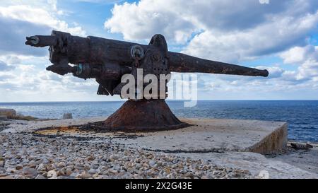 Colonial cannon gun weapon in El Morro castle fort fortress, Havana ...
