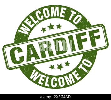 Welcome to Cardiff stamp. Cardiff round sign isolated on white ...