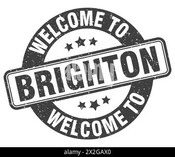 Welcome to Brighton stamp. Brighton round sign isolated on white ...