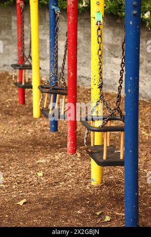 Yellow Teeter Totter Seesaw Teeterboard at Kids Playground Stock Photo ...