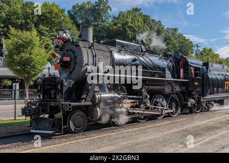 Great Smoky Mountains Railroad steam engine 1702 pushing the train from ...