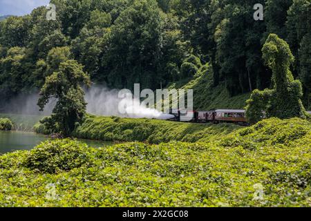 Passengers boarding the Great Smoky Mountains Railroad train pulled by ...