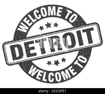 Welcome to Detroit stamp. Detroit round sign isolated on white ...