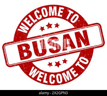Welcome to Busan stamp. Busan round sign isolated on white background ...