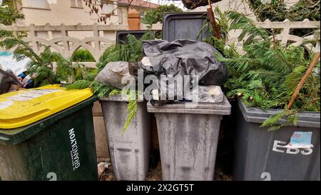 Poorly sorted trash cans, Bron, France Stock Photo - Alamy