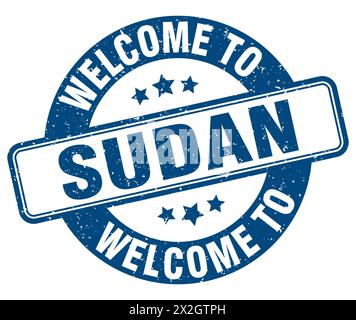 Welcome to Sudan stamp. Sudan round sign isolated on white background ...