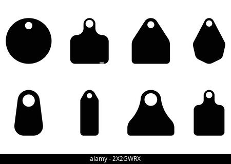 Earmark mockup for livestock. Ear tag template for cattle. Blank black ...