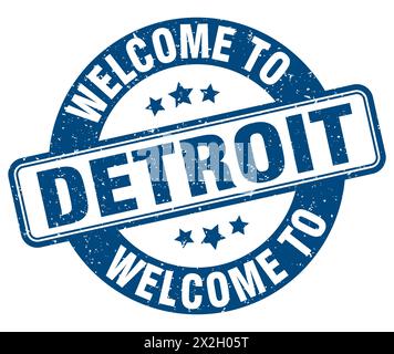Welcome to Detroit stamp. Detroit round sign isolated on white ...