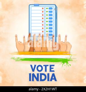 illustration of Indian people Hand with voting sign showing general ...
