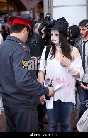 Portrait of a girl with a make-up dead man on Halloween Stock Photo - Alamy