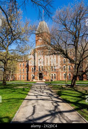 Pathway leading to historic University Hall on the Oval quadrangle at ...