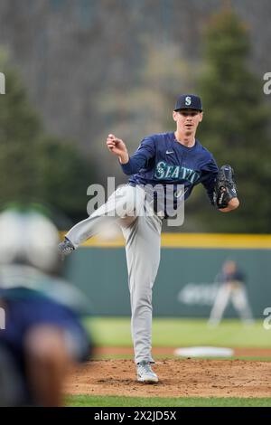 Seattle Mariners pitcher Emerson Hancock throws in the first inning of ...