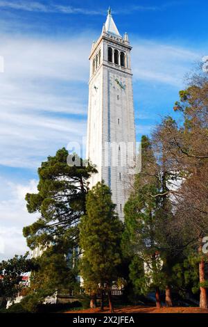 The Sather Campanile, bell tower, rises on the campus of University of ...