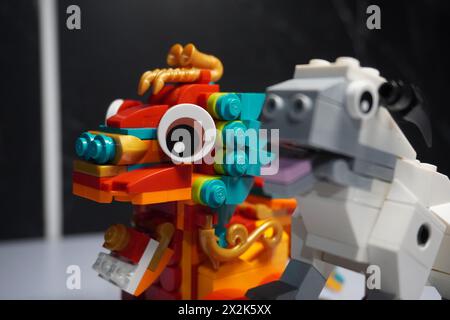 Lego in the form of a dragon and a sheep representing the zodiac signs ...