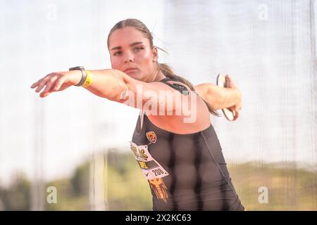 Ines Lopez of Arizona State wins the women's discus throw with a throw ...