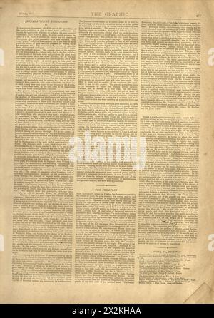 Old Victorian newspaper page, The Graphic 1872, Adverts and notices ...