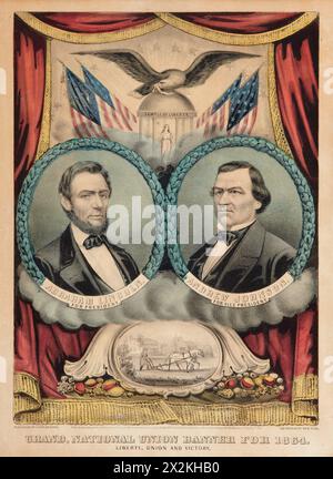 Campaign poster for the re-election of President Abraham Lincoln and ...