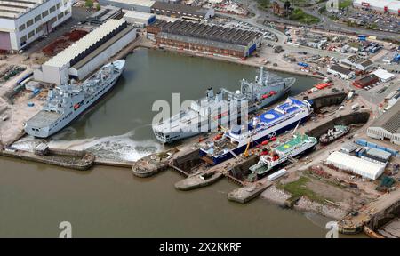 aerial view of the Cammell Laird shipbuilding and ship repair ...