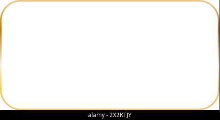 Gold rectangular frame with rounded corners. Vector outline aesthetic border for invitations ...