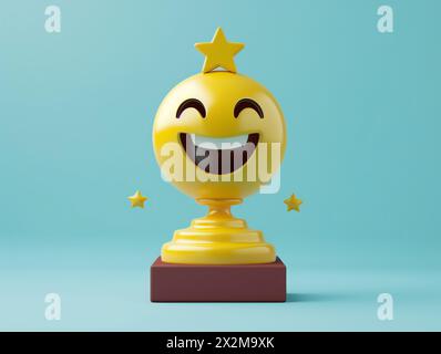 Smilie face emoji award 3d render happy Stock Photo - Alamy