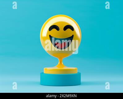 Smilie face emoji award 3d render happy Stock Photo - Alamy