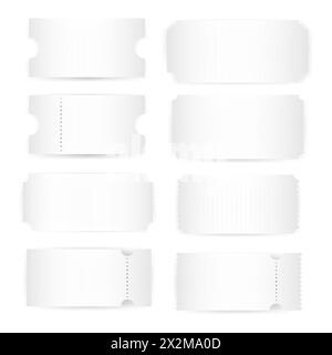 Set realistic white template of coupon, ticket, boarding pass,voucher ...