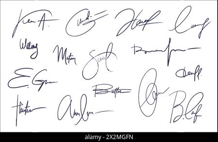 Hand drawn fake autograph with scribble pen strokes. Handwritten ...