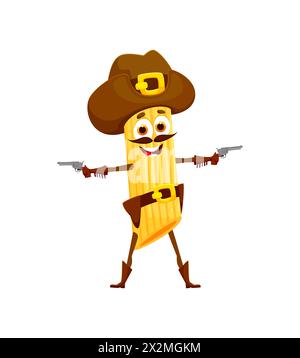 Cartoon linguine Italian pasta cowboy and sheriff, bandit and robber ...