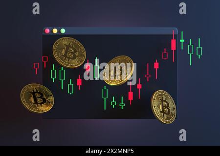 Bitcoin cryptocurrency coin in front of a South Korea flag shield. 3D ...