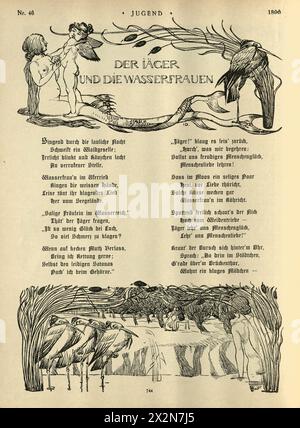 Vintage illustration Mermaid or water sprite, fantasy, fairy-tale ...