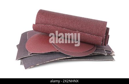 Many sheets of sandpaper isolated on white Stock Photo - Alamy
