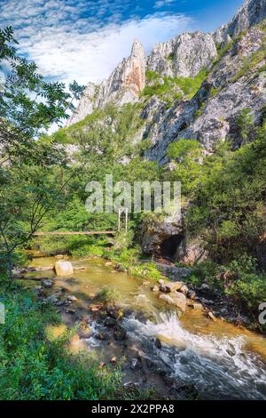Amazing view of Turda Gorge (Cheile Turzii) natural reserve with marked ...