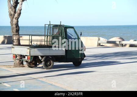 Small three-wheeled pick-up vehicle, Tuscany, Italy Stock Photo - Alamy