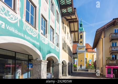 Miesbach, square Stadtplatz, church Mariä Himmelfahrt in Upper Bavaria ...