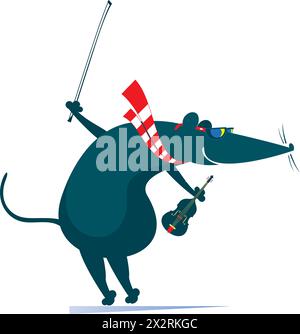 Cute rat or mouse plays violin. Cartoon rat or mouse plays violin ...