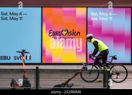 MALMÖ 2024-04-23Advertising for the Eurovision Song Contest ( ESC ) on ...