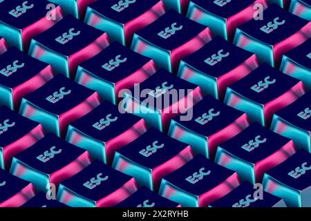3D render of escape computer keys over blue background Stock Photo - Alamy