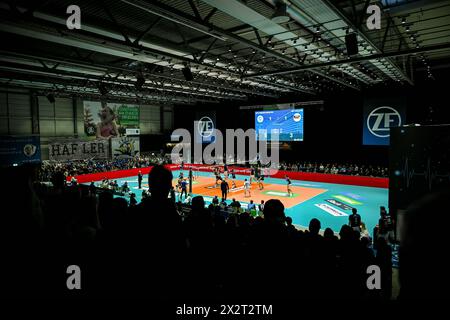 Friedrichshafen, Germany. 23rd Apr, 2024. Volleyball, men: Bundesliga, VfB Friedrichshafen ...