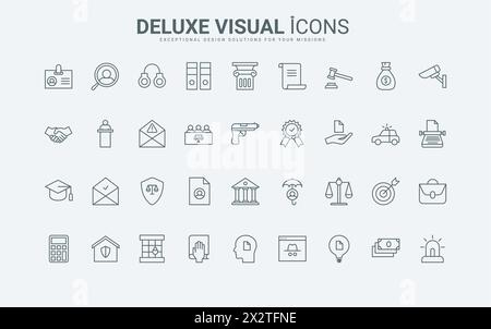 Legal line symbols. Law authority icons. Judgement investigation ...