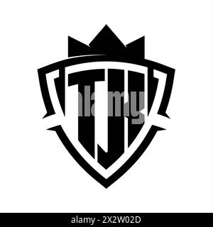 TK Letter bold monogram with triangle curve shield shape with crown ...