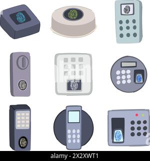 palm biometric security device cartoon vector illustration Stock Vector ...