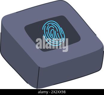 palm biometric security device cartoon vector illustration Stock Vector ...