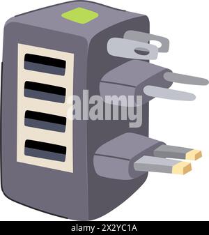 international travel adapter cartoon vector illustration Stock Vector ...