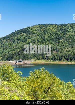 Dexter Reservoir with the Lookout Point Dam near Eugene Oregon Stock ...