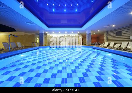 MOSCOW - JUNE 24: Pool in sauna center in waterpark Caribia, on June 24 ...