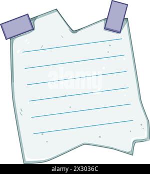 message pinned torn paper notes cartoon vector illustration Stock ...