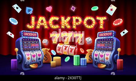 Casino slots machine winner, jackpot fortune of luck, 777 win banner ...